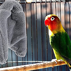ISMARTEN 2 Pieces Comfort Corner Fleece Bird Blanket, Cuddle Nest Hanging Toy for Bird Cage, Warm Bird Shelter Bed for Small and Medium Parrots, Cockatiel Pigeon and Lovebirds (M)