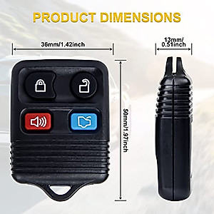Pilida Keyless Entry Remote Clicker Control Replacement Fit for Escape Focus Fusion Mustang Taurus Explorer| Lincoln| Mercury| 4 Button Car Key Fob CWTWB1U345 Pack of 2