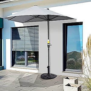 Outsunny 20lbs Half Round Patio Umbrella Base Outdoor Decorative Resin Parasol Stand Holder for Φ1.5, Φ1.9 Pole, for Lawn, Deck, Backyard, Garden, Black