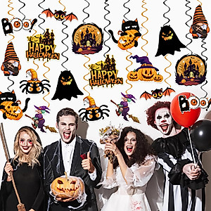 40Pcs Halloween Hanging Swirl Decorations, Halloween Party Hanging Swirls Ghost Pumpkin Witches Hanging Halloween Ceiling Streamers for Halloween Birthday Party Decorations Supplies