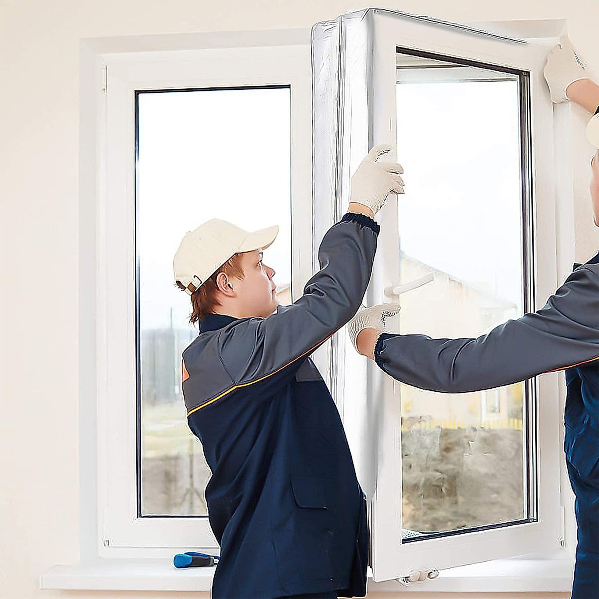 UniForU Window Seal for Portable Air Conditioner Window Cover with The Double Access Zipper and Adhesive Fastener 400cm/157” (400cm/157)