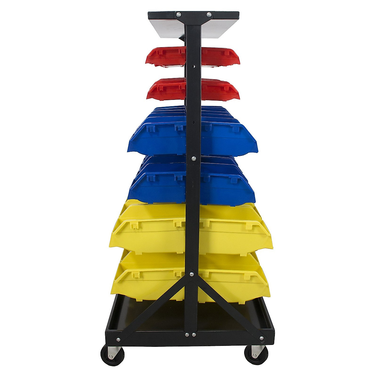 Erie Tools TLPB04 60 Parts Bin Storage Shelving with Locking Wheels for Shop Garage or Home Storage