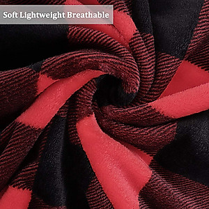 PiccoCasa Pet Dog Blanket, Flannel Fleece Puppy Blanket Plaid Plush Warm Rug Blankets for Small-Medium Dogs Cats Sleeping Mat, 30 x 40 Inches, Scarlet+Black