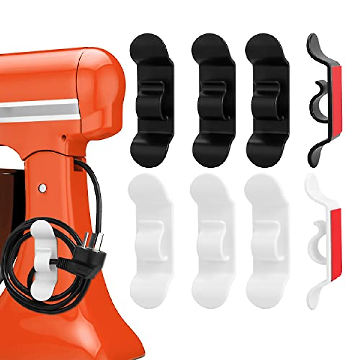 Cord Organizer for Kitchen Appliances & Electronics, 8 Pack Black White Stickly Cord Wire Holder Quickly Tidy Cord Wrap for Small Appliances Stand Mixer, Coffee Maker, Pressure Cooker, Air Fryer