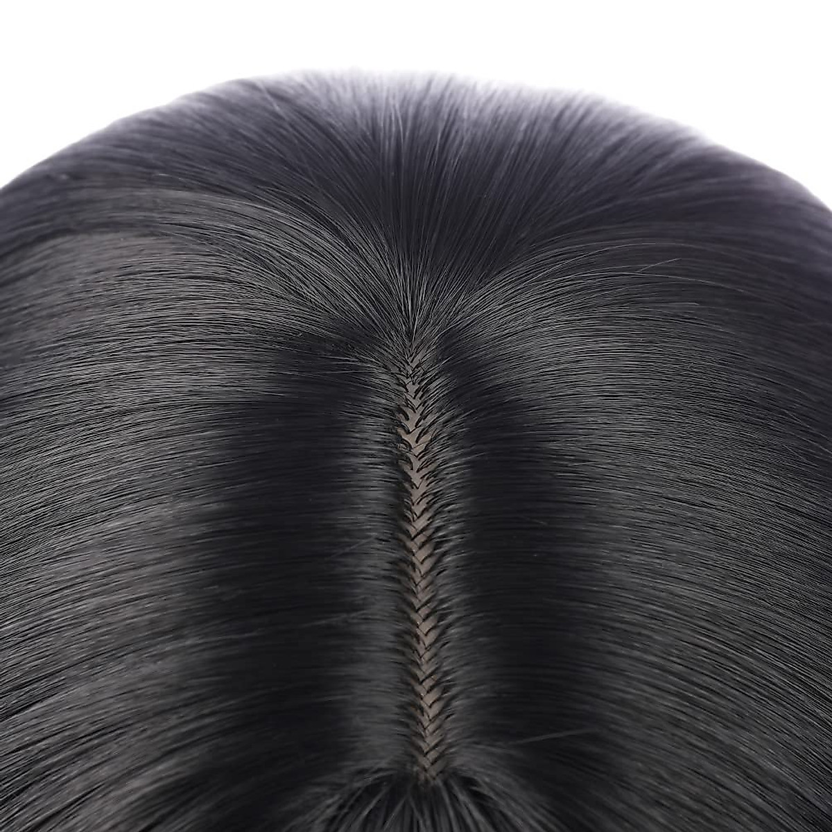 RightOn 12 Inches Black Bob Wig with Bangs Short Straight Synthetic Wigs for Women Cosplay Daily Party Hairnet Included