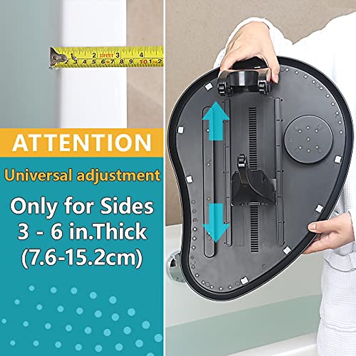 Livoccur Adjustable Hot Tub Table Tray, Hot Tub Side Table with Nonslip Cup Holders, Serving Tray Table for Bathtub Spa Outdoor Patio