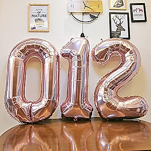 Aabellay Large Foil Mylar Balloons 40 Inch Rose Gold Number Balloons Giant Jumbo Birthday Balloons for Birthday Party Decorations - Rose Gold 80