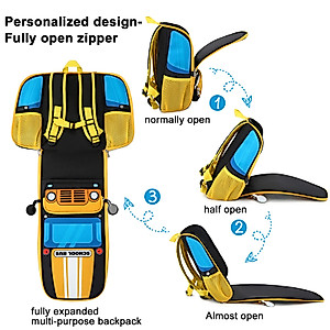 Kids Backpack for Boys Girls Preschool Bookbags 3D Cartoon Daycare Toddler Bags Yellow and Blue