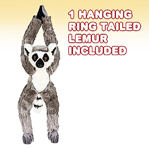 ArtCreativity Hanging Ring Tailed Lemur Plush Toy, 17.5 Inch Stuffed Ring Tailed Lemur with Realistic Design, Soft and Huggable, Cute Nursery Decor, Best Birthday Gift for Boys and Girls