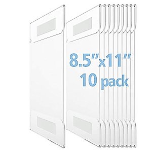 OfficeMajor Acrylic Sign Holder 8.5x11 - Wall Mount Sign Holder with 3M Tape Adhesive Office Door Sign Plastic Frame Wall Sign Holder Clear Wall Mount Frame (Box of 10)