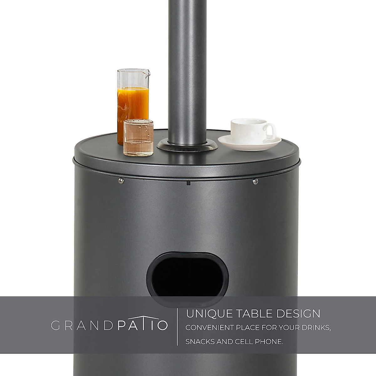 GRAND PATIO Outdoor Propane Heater with Wheels, 48,000 BTU Freestanding Mushroom 7' Powdercoated Steel LP Patio Heater with protective cover, Graphite