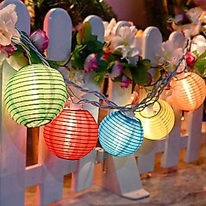 Romasaty Multicolor Lantern String Lights,Colorful Hanging Lanterns String Light in Home & Garden Decorative Lights for Indoor Outdoor Patio Party Wedding Bedroom Bistro Bar