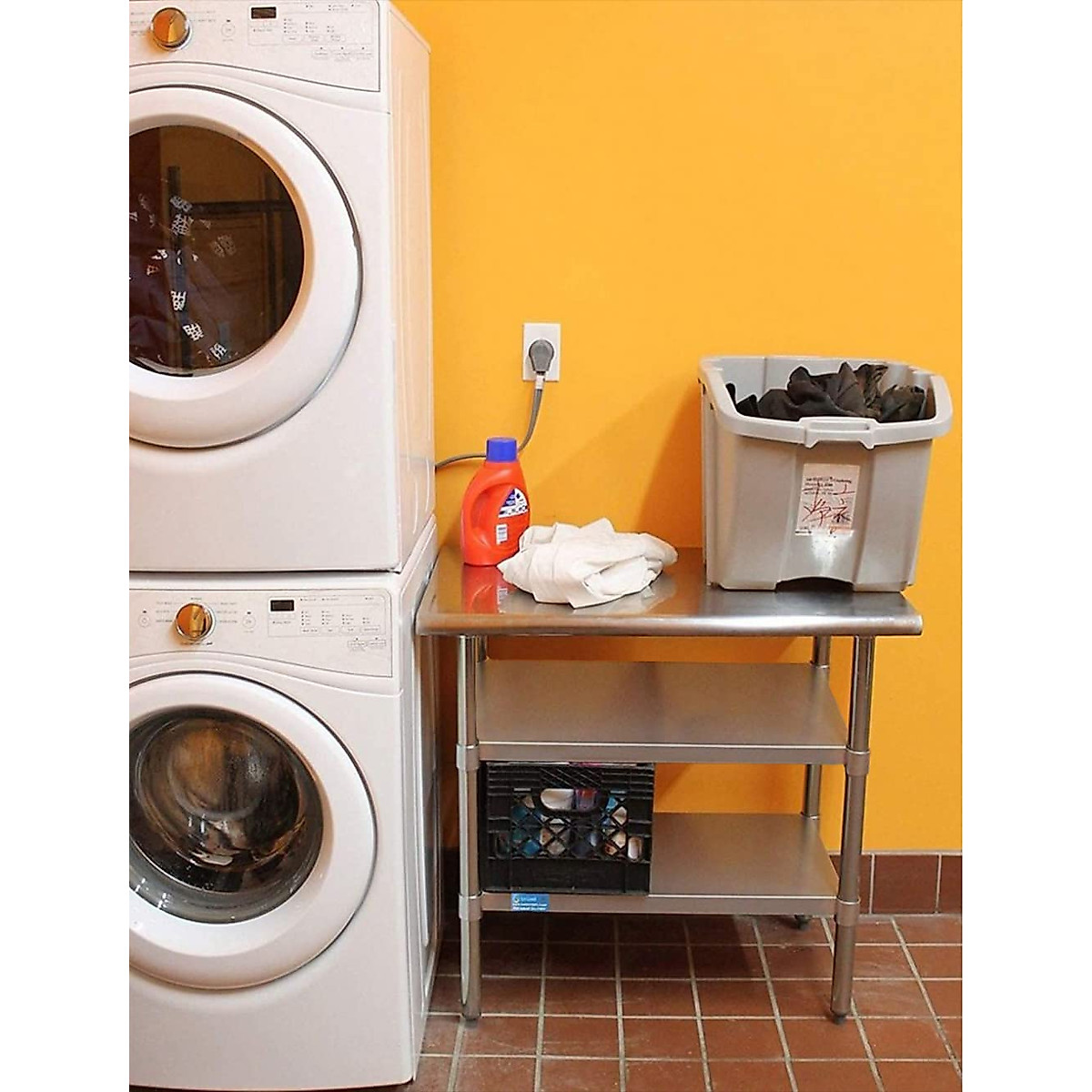 24" X 36" AmGood Stainless Steel Work Table | Commercial & Residential Kitchen Laundry Garage Utility Bench | NSF Metal Prep Table (24" x 36" Table + 2 Shelves + Drawer)