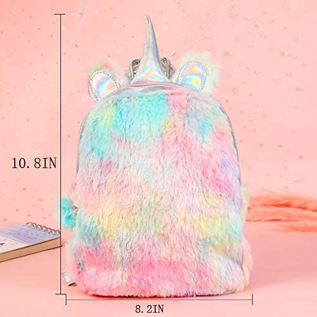 Yorki Girls Plush Unicorn Backpack Fashion,Shool Women Unicorn Bag Travel,Cute Bookbag for Unicorn Party Supplies-Pink