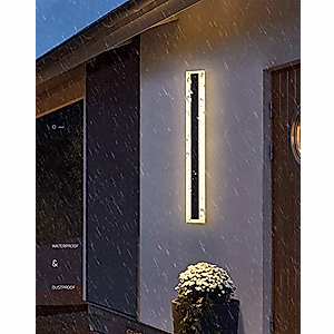 LS-PRO (40 inch/ 24w Outdoor Long Strip Modern LED Wall Lighting Fixture Lamps, Elegant Frosted White Acrylic, Black Aluminum Body IP65 Waterproof Anti Rust. (Warm White 3000K). 1 Year Warranty