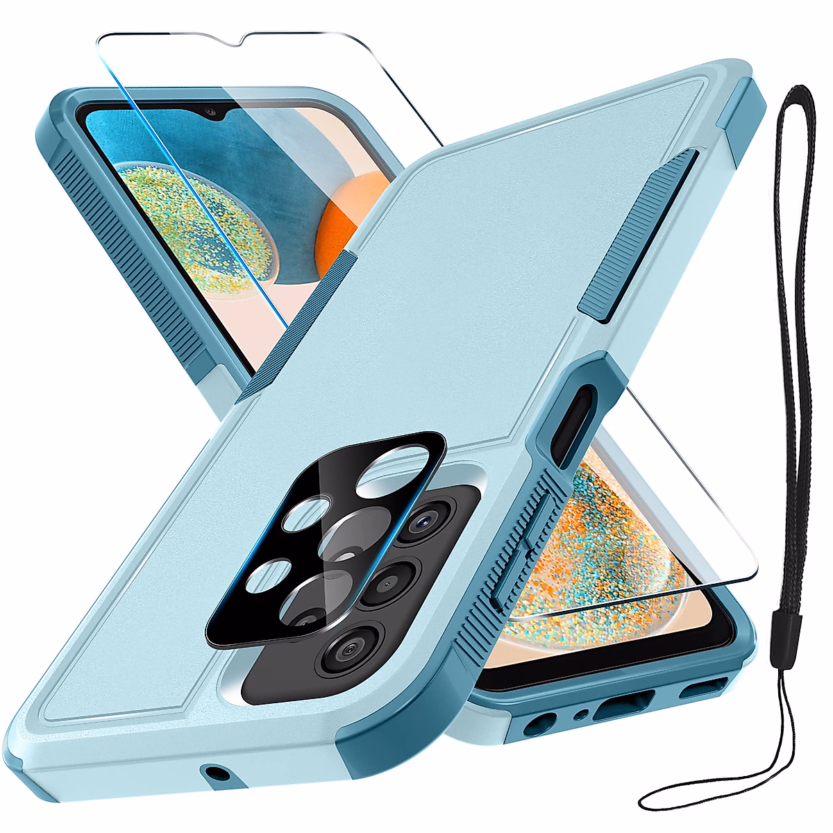 for Samsung Galaxy A23 5G/4G Case with Tempered Glass Screen Protector and Camera Lens Cover,Heavy Duty Rugged Shockproof Full Body Protective Phone Cover,Mint Green