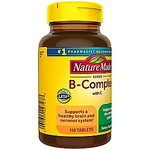 Nature Made Super B Complex with Vitamin C and Folic Acid, Dietary Supplement for Immune Support, 140 Tablets, 140 Day Supply