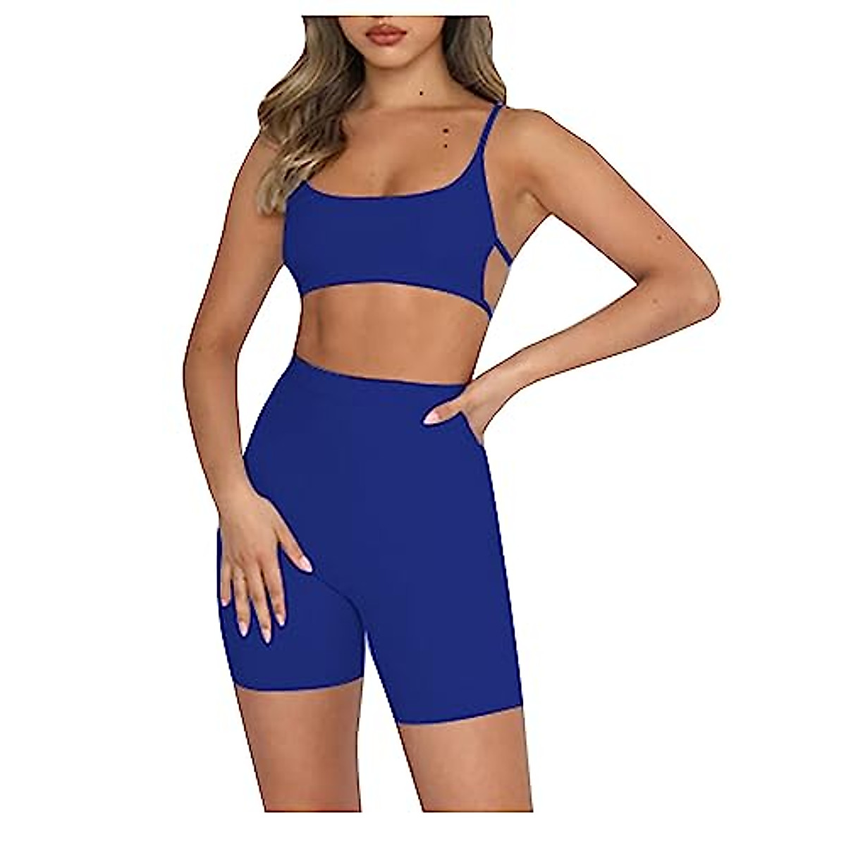 PANOEGSN Gym 2 Piece Outfits for Women Seamless Sports Bra High Waist Yoga Shorts Set Workout Athletic Tracksuit Sweatsuits 2023 Summer Fall Sexy Outfit For Women Naughty Track Orders To Be Delivered