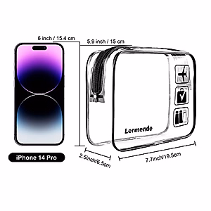 Lermende 2 PCS TSA Approved Toiletry Bag Clear Toiletry Bag for Traveling, Airport Travel Toiletry Bag Carry On TSA Bag Clear Bag Quart Sized Travel Toiletry Bag for Women Men (Black)