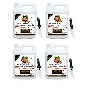 Natural Bug, Insect & Pest Killer & Control Including Fleas, Ticks, Ants, Spiders, Bed Bugs, Dust Mites, Roaches and More for Indoor and Outdoor Use, 128 oz Gallon Case of 4