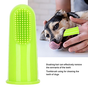 CDQL 10Pcs Pet Finger Toothbrush - Dog Finger Toothbrush for Dog Teeth Cleaningv - Soft Silicone Green Teeth Cleaning Tool - Dog Tooth Brush for Small and Large Pets (Green)