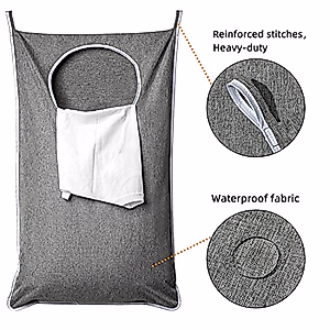 ANSTROUT XL Hanging Laundry Hamper, Extra Large Tear-resistance Door Hamper with 2 Types Hooks for Dirty Clothes, Save Bathroom Space Hanging Laundry Bag (36.5x 22 Inch ,Grey)