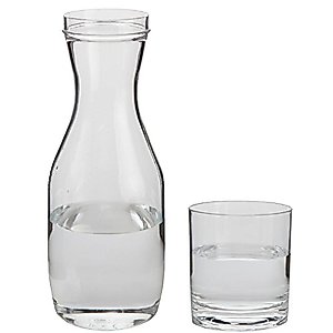Lily's Home Bedside Night Water Carafe with Tumbler Glass, Easy Pour Spout for No-Mess Use in Bedroom, Bathroom, or Kitchen, Use Cup as Lid, Acrylic Break Resistant (16 Ounces)