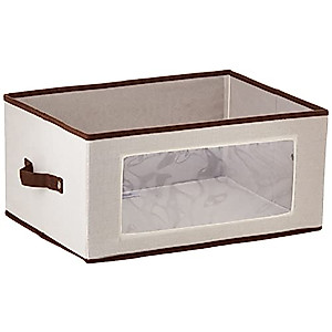 Household Essentials Natural 542 Vision Storage Box with Lid and Handles | Balloon Goblet Wine Glasses Canvas with Brown Trim