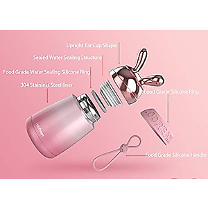 AINAAN Double Stainless Steel Vacuum Girl Thermos Coffee Cup Durable Leakproof BPA Free Travel Office School （Pink