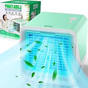Portable Air Conditioner, 3 Wind Speeds 500 ML USB Personal Mini Air Conditioner, Quiet Evaporative Air Cooler with 7 Color Light, Portable Ac Unit Fan for Room, Tent, Bedroom, Car, RV, and Camping
