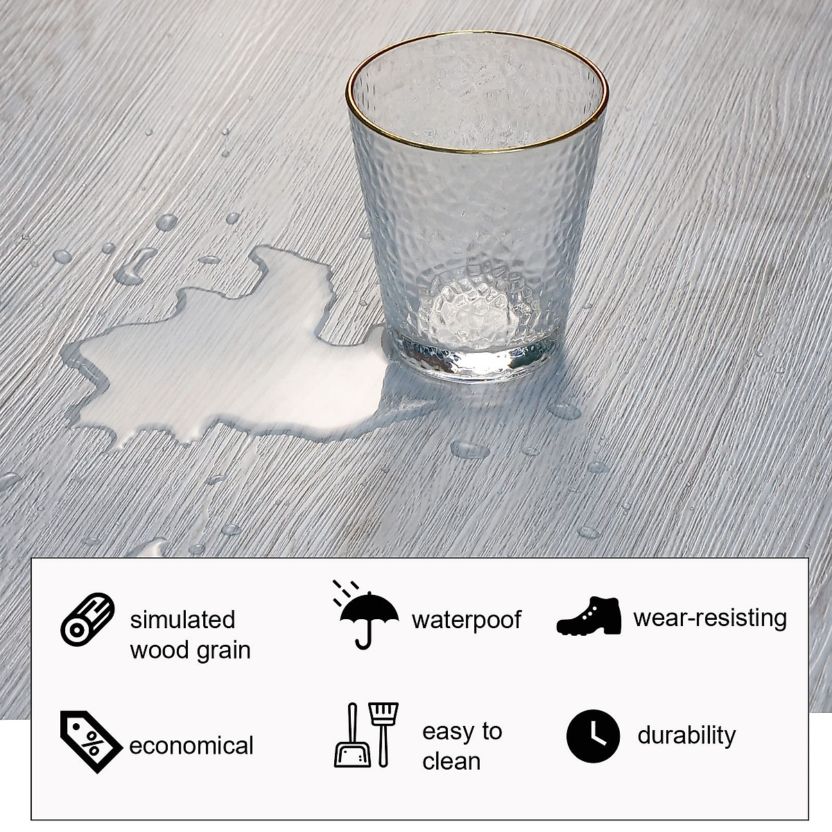 Oxdigi Peel and Stick Vinyl Flooring Roll 23"x 118"/19 Sq.Ft, Thicken Self Adhesive Vinyl Floor Tiles Wood Plank Flooring Waterproof Wear-resistant for any Room, Easy DIY Floor Coverings, White-Washed