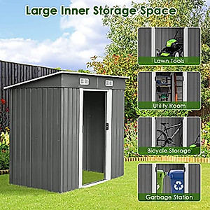 BESTDOOR Metal Outdoor Storage Shed 6 x 4 FT, Outdoor Storage House, with Sliding Door and Vents, Lean to Backyard Garden, Patio, Lawn, Utility Tool Shed Storage House