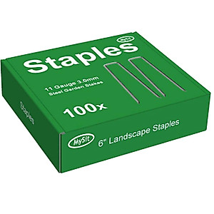 MySit 6" Galvanized Landscape Staples Garden Stakes Pins 100 Pack, Heavy-Duty 11 Gauge Garden Staples Anti-Rust Fence Stakes for Anchoring Weed Barrier Fabric Irrigation Tubing Soaker Hose