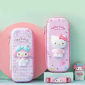 MEADOW Kawaii Pencil Case, Squishy Cute Anime Cosmetic Bag Pouch (Pink)