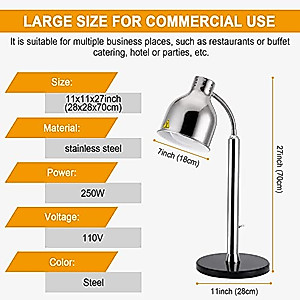 Commercial Food Heat Lamp 360°Adjustable Head With Marble Base Infrared Heating Bulb For Food Heating Warmer Light Lamp For Food Service Heat Lamp