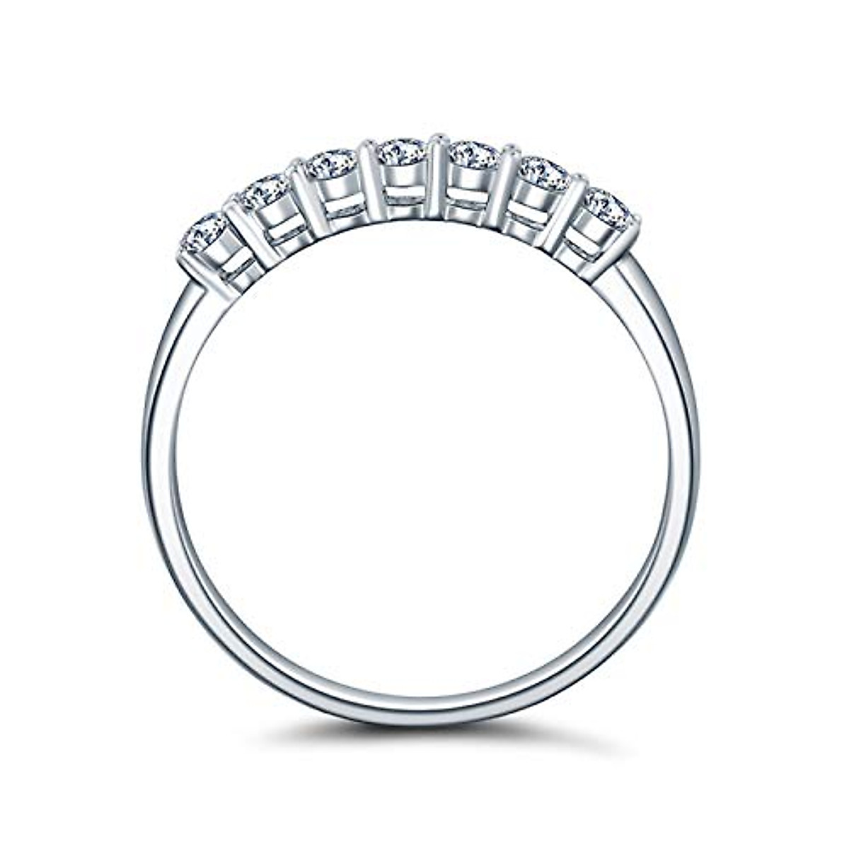 KnBoB Wedding Engagement Rings for Women,18K White Gold Row Drill 0.28ct Diamond Size 6.5