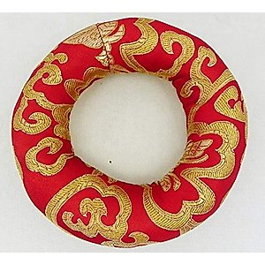 F690 Silk Brocade Ring Cushion Pillow for Tibetan Singing Bowl Hand Made in Nepal
