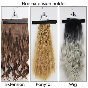 2 Pack Hair Extension Holder with Satin Storage Bag Wig Hanger Hairpieces Bag Wigs Carrier Case for Store Style Human Synthetic Hair Black Color