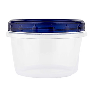 PLASTICPRO Twist Top Deli Containers Clear bottom With blue Top Twist on Lids Reusable, Stackable, Food Storage Freezer Container (6, 4 OUNCE)