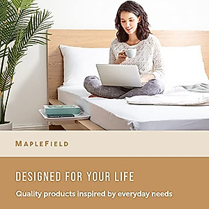 Maplefield Universal Bed Shelf - Clip-On Nightstand - Bedside Caddy for Bed - Great for Bunk Beds, Dorms, Small Spaces, and More - Holds Up to 60 LBS - 12” x 16 [White]
