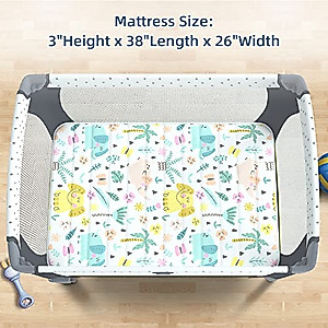 Moonlight Family Noiseless 3” Pack n Play Mattress, 38”x26” Premium Foam Portable Pack and Play Mattresses, Odorless & Steady Playard Mattress fits ONLY Playpens (28.5 * 39.5"), Elephant