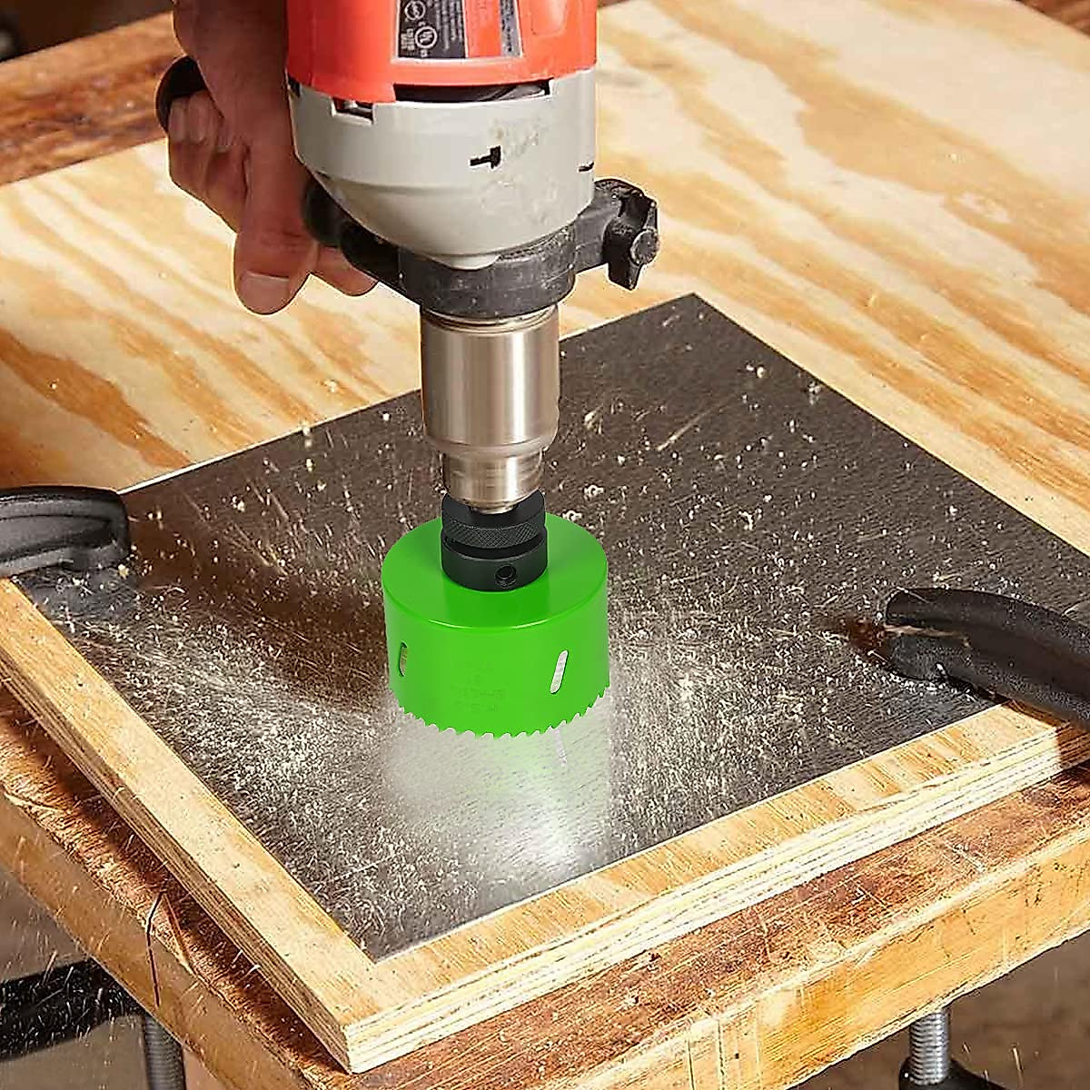 HLOFIZI 3-1/4 Inch Hole Saw Bi-Metal for Wood Metal Plastic with Arbor, Green