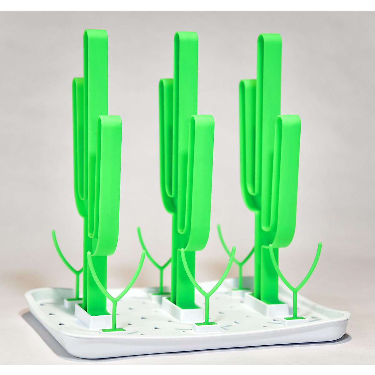 Vestio Lily Baby Bottle Drying Rack Cactus Desert Theme High Capacity, Dishwasher Safe, BPA Free, Bottle Drying Rack That s Easy to Assemble with a Durable Design and Removable Drip Tray White