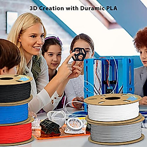 DURAMIC 3D Matte PLA Filament 1.75mm Black, 1kg Cardboard Spool Matte Finish 3D Printer Filament PLA 1.75mm Dimensional Accuracy 99% +/- 0.03 mm, Printing with FDM 3D Printer, Easy to Remove Support
