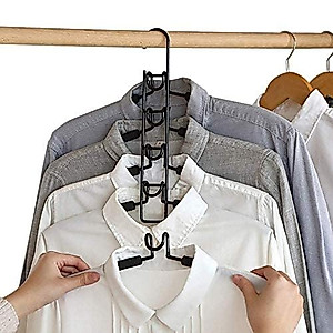 2 Pack Clothes Hangers, 5 in 1 Hangers Space Saving, Heavy Duty Non-Slip Hangers with Padded Foam, Closet Organizer for Shirt,Pant,Coat,Suit (Black)