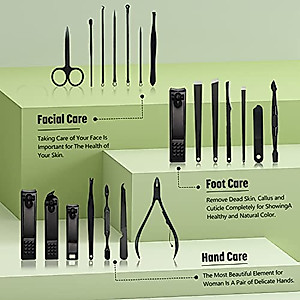 Manicure Set, 21 in 1 Manicure Kit Pedicure Kit Professional Nail Clipper Set Nail Kit For Women Men - Black