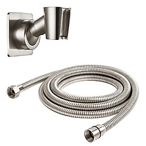 YDmeet Shower Head Holder and 71 Inch Shower Head Hose for Handheld, All Metal, Brushed Nickel
