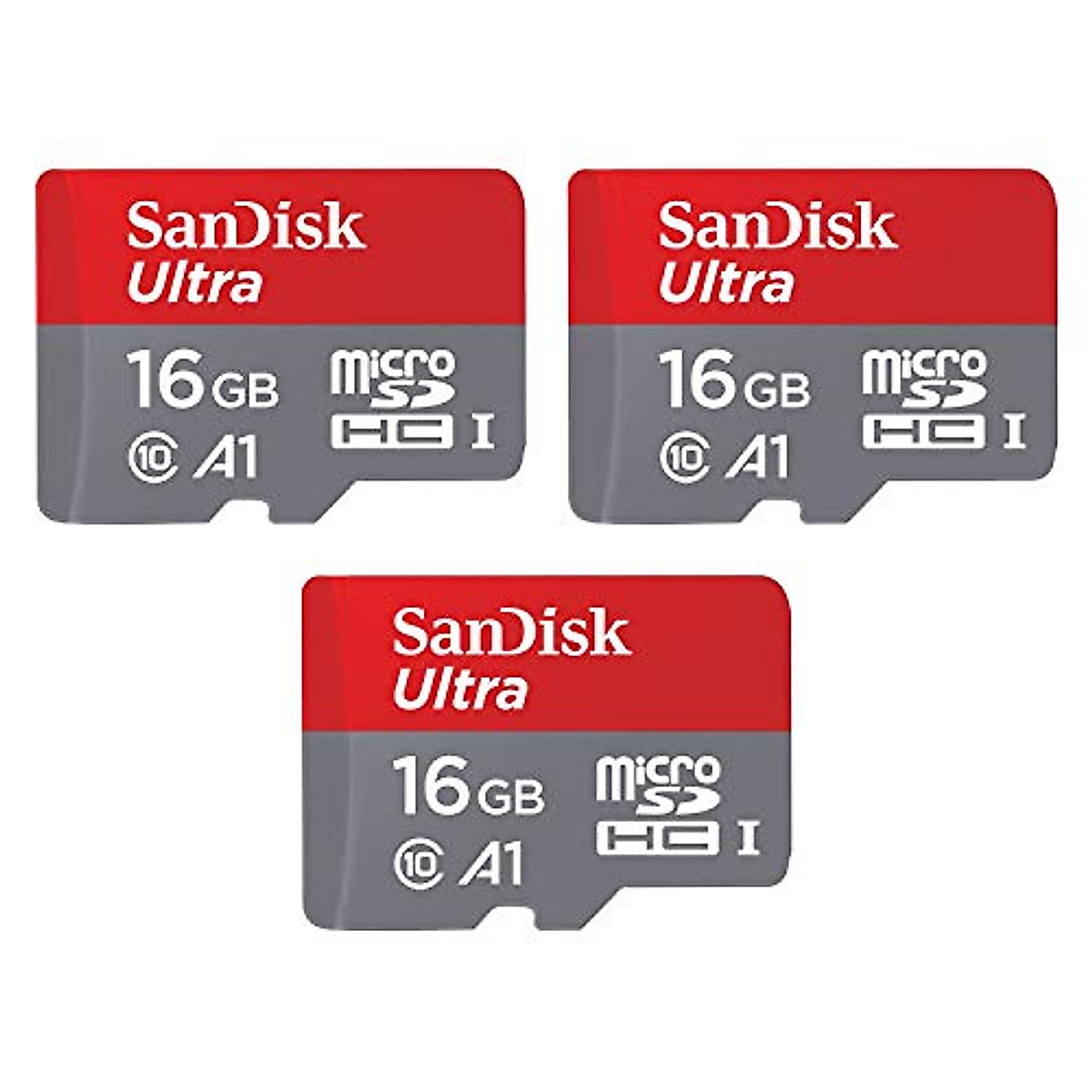 SanDisk 16GB 3-Pack Ultra microSDHC UHS-I Memory Card (3x16GB) - SDSQUAR-016G-GN6MM
