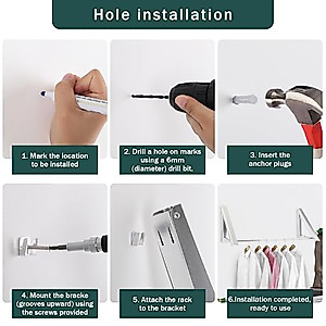 cenivi Retractable Clothes Rack, 2PCS Stainless Steel Clothes Drying Rack, Wall Mounted Clothes Rack with 2 Installation Methods for Laundry, Bedroom, Balcony, Drying Rack with 40cm Rod, Silver