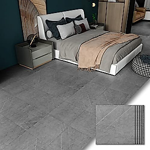 CHICHOME Gray Peel and Stick Floor Tile Matte Marble Vinyl Flooring Waterproof Self Adhesive Wall Tiles for Interior Wall Décor 12'' x12'' Removable Flooring Tiles for Bathroom Kitchen Floor 6PCS